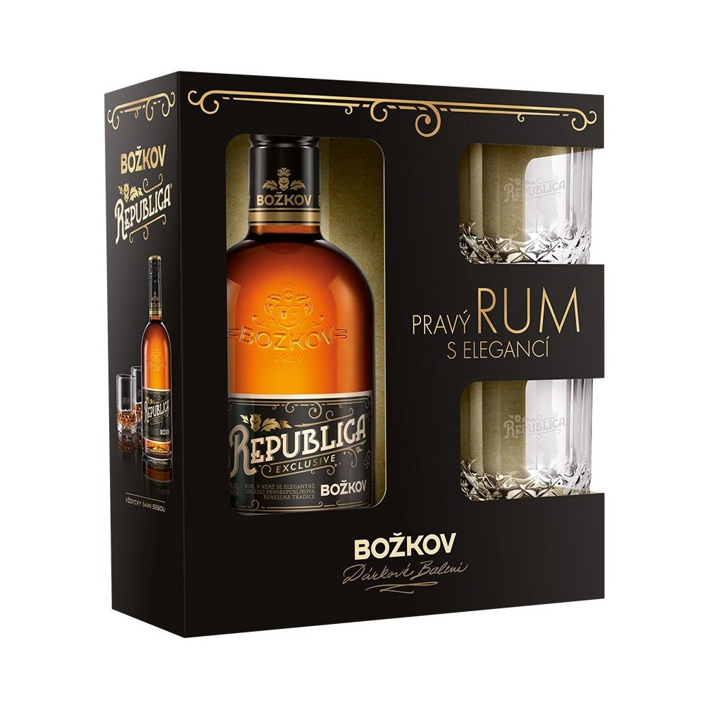 Rum Bozkov Republica Exclusive Geschenkset 0,5 Liter mit Gläser online ...
